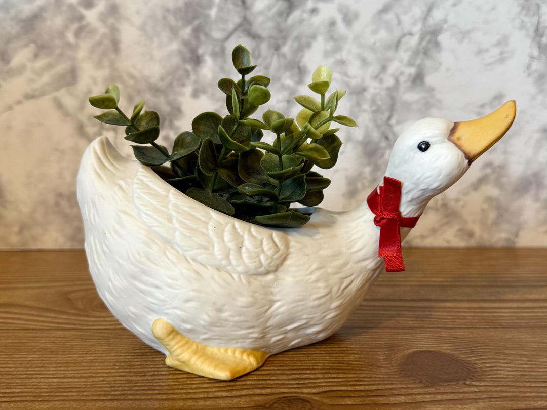 Vintage Ceramic Goose Planter: 1980s Farmhouse Decor - Etsy