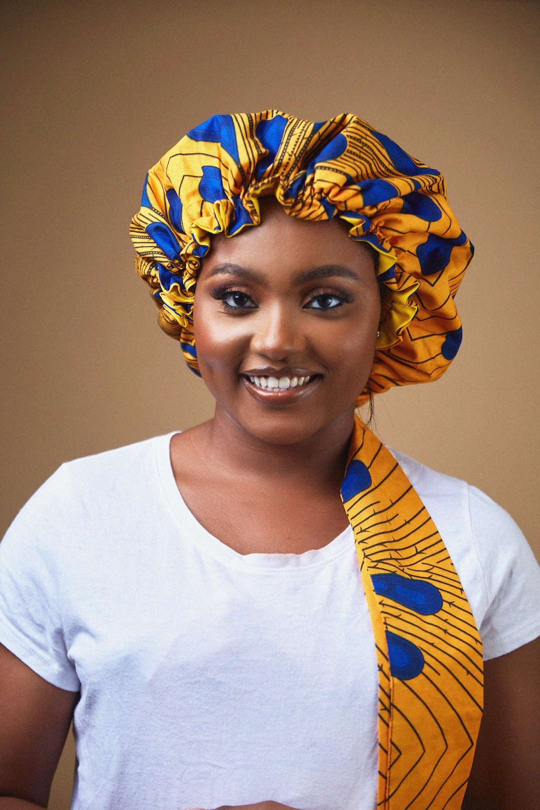 African Print Sleeping Bonnet, Reversible Satin Bonnet, Adult Luxury ...