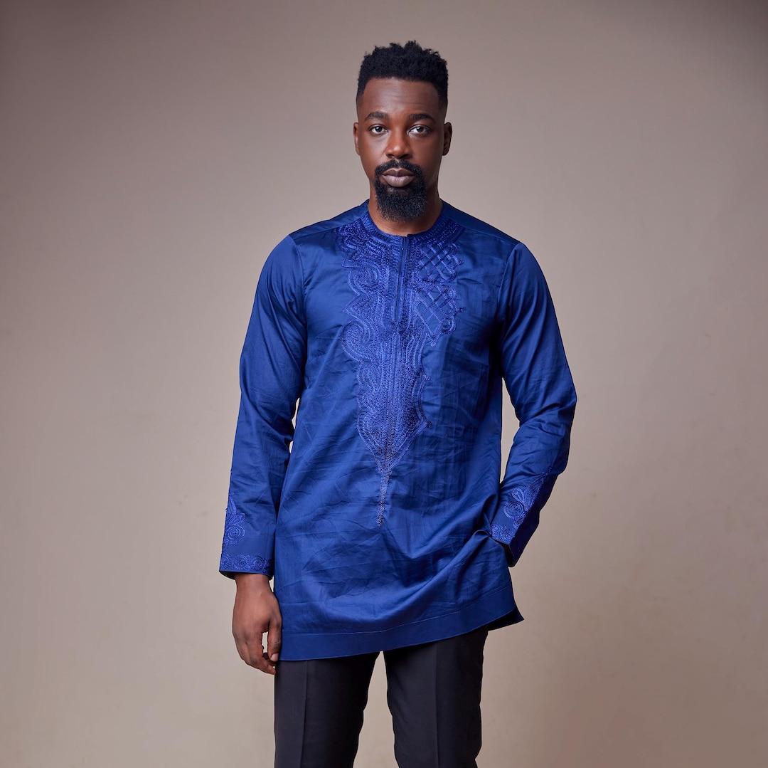 Embroidered African Men's Shirt: Ankara Dansiki Style - Etsy