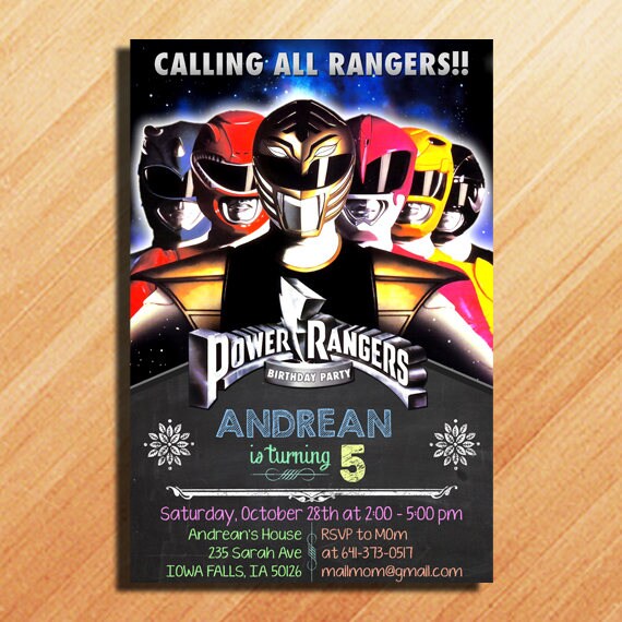 Mighty Morphin Power Ranger Invitation Mighty Morphin Power | Etsy