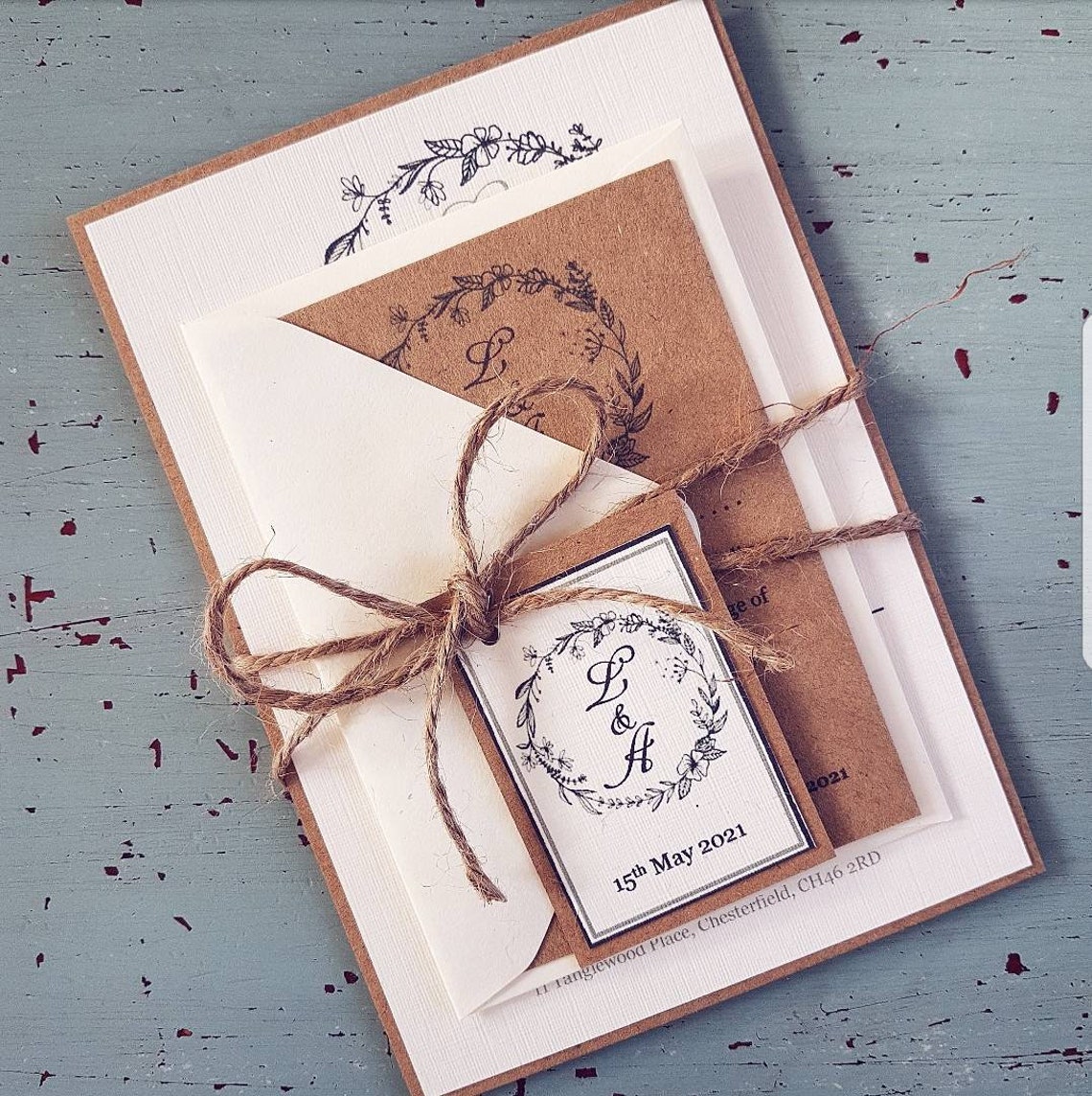 Rustic Natural Shabby Chic Wedding Invitation Evening | Etsy