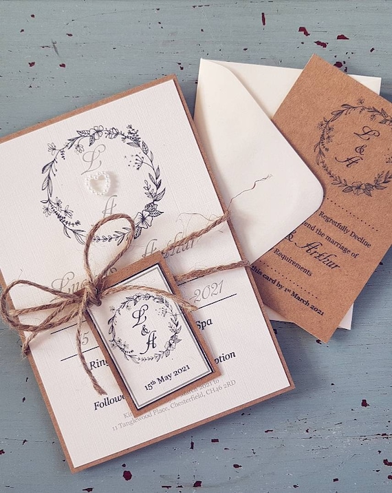 Rustic Natural Shabby Chic Wedding Invitation Evening | Etsy