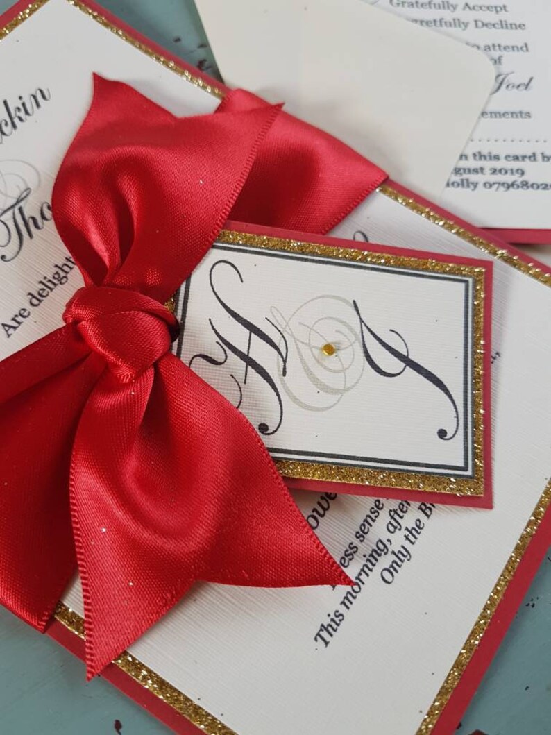 Gold Glitter and Red Wedding Invitation Evening Invitation - Etsy