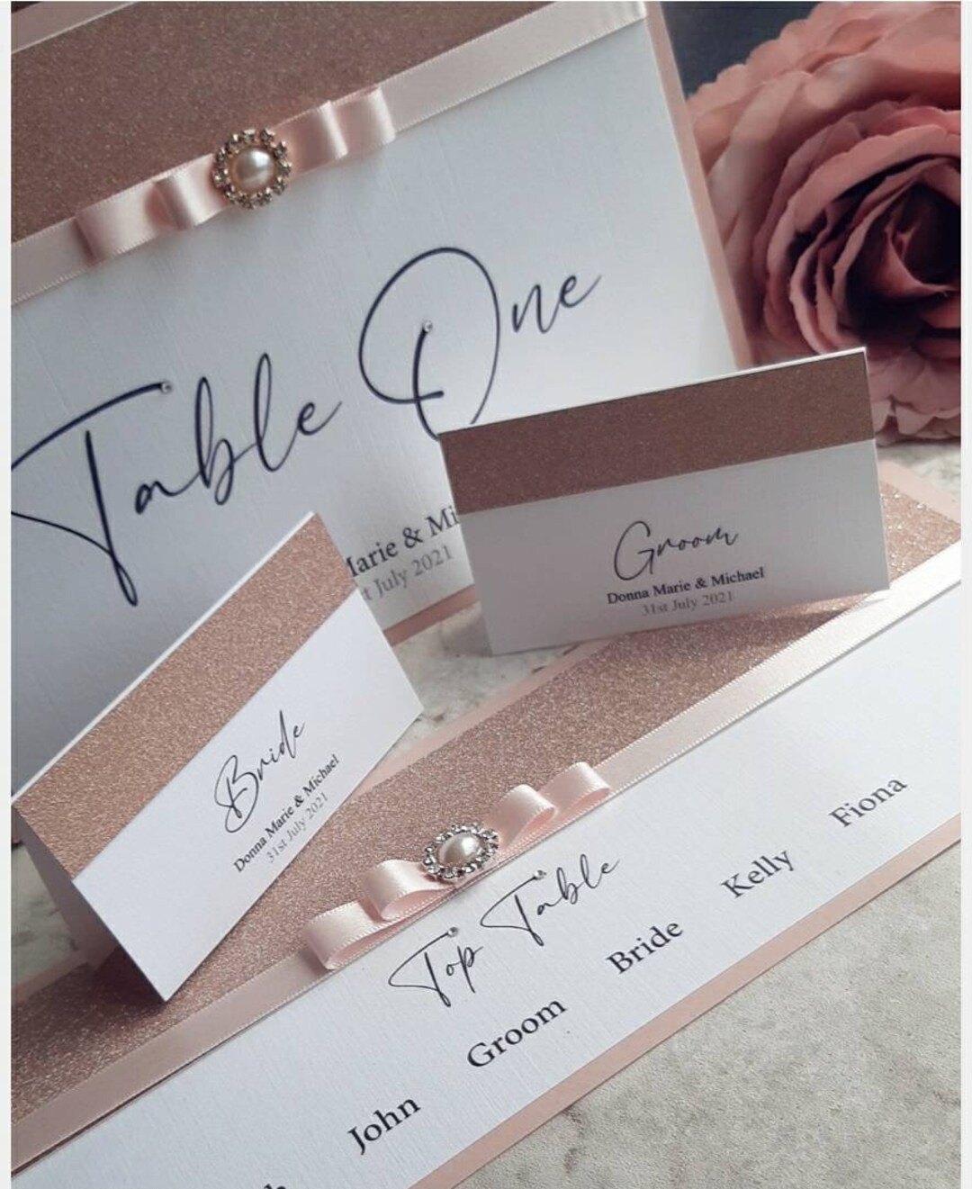 Table Plan, Place Cards, Table Number Cards, Blush Pink, Rose Gold ...
