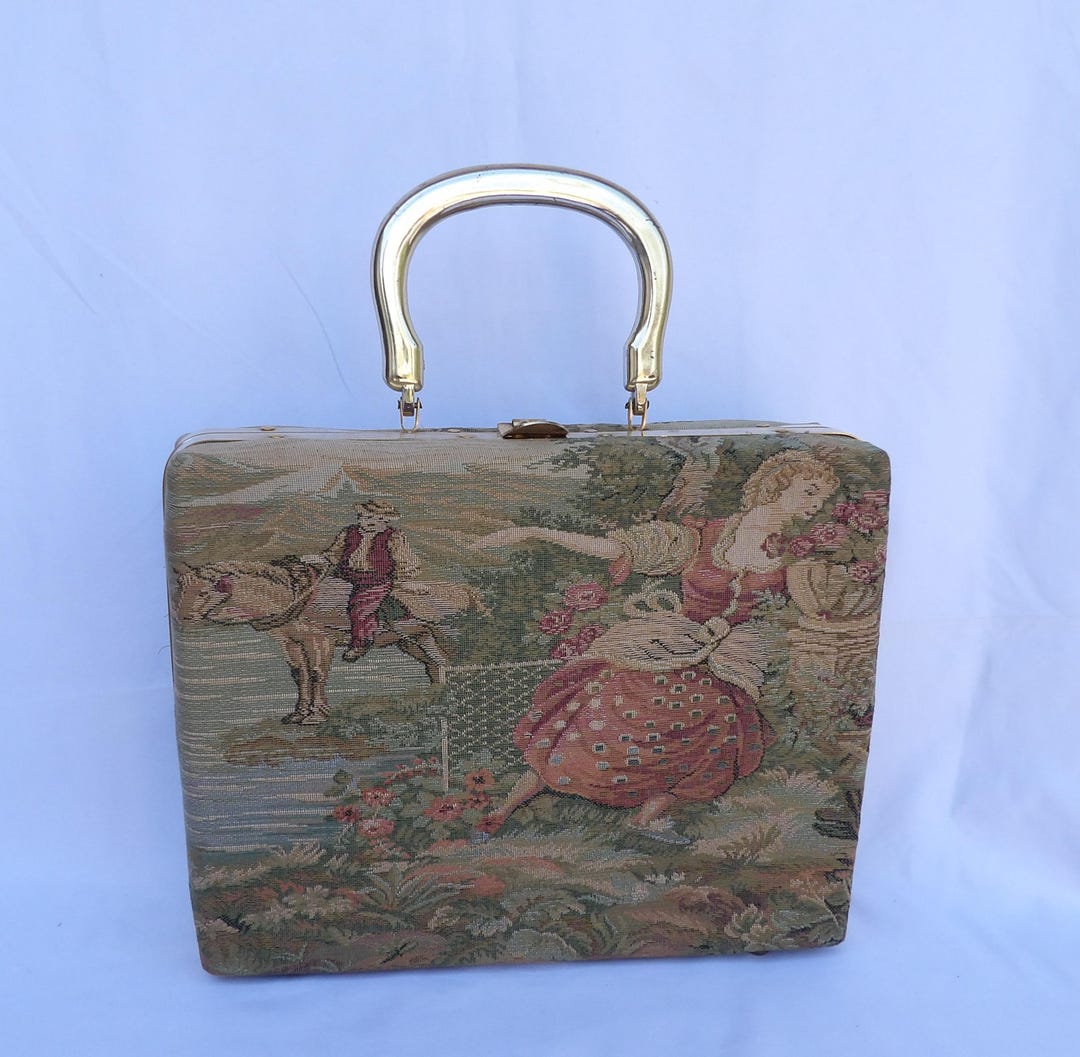 Vintage Tapestry French Box Satchel Purse - Etsy