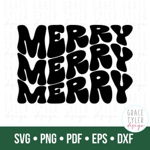 Merry Merry SVG, Merry Christmas Svg, Merry and Bright Svg, Wavy ...