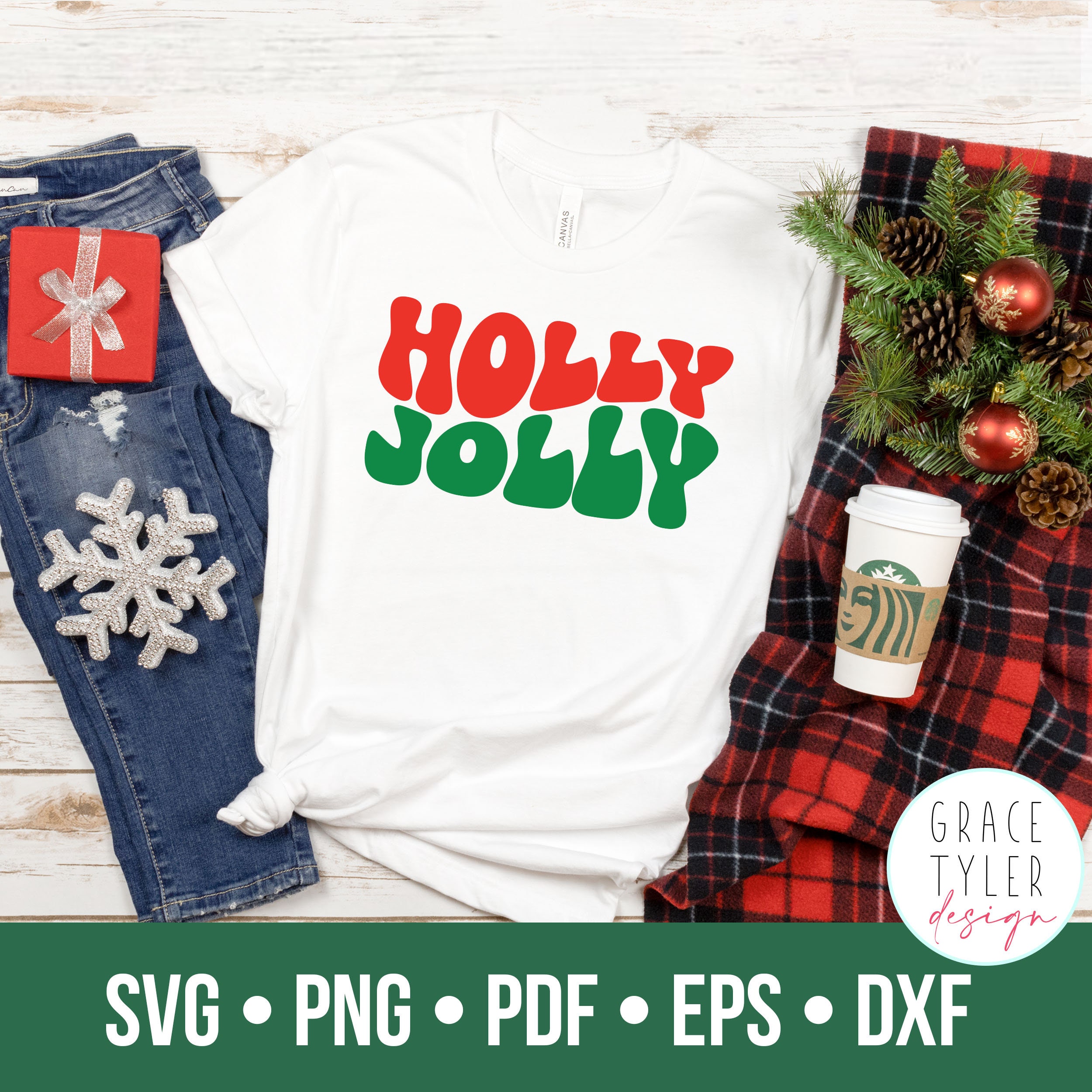Holly Jolly SVG Merry Christmas Svg Holly Jolly PNG Wavy - Etsy