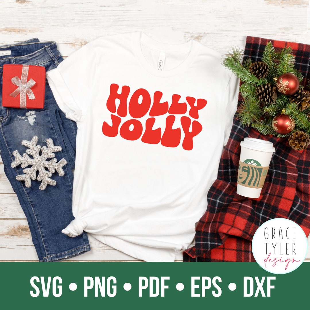 Holly Jolly SVG, Merry Christmas Svg, Holly Jolly PNG, Wavy Letters Svg ...