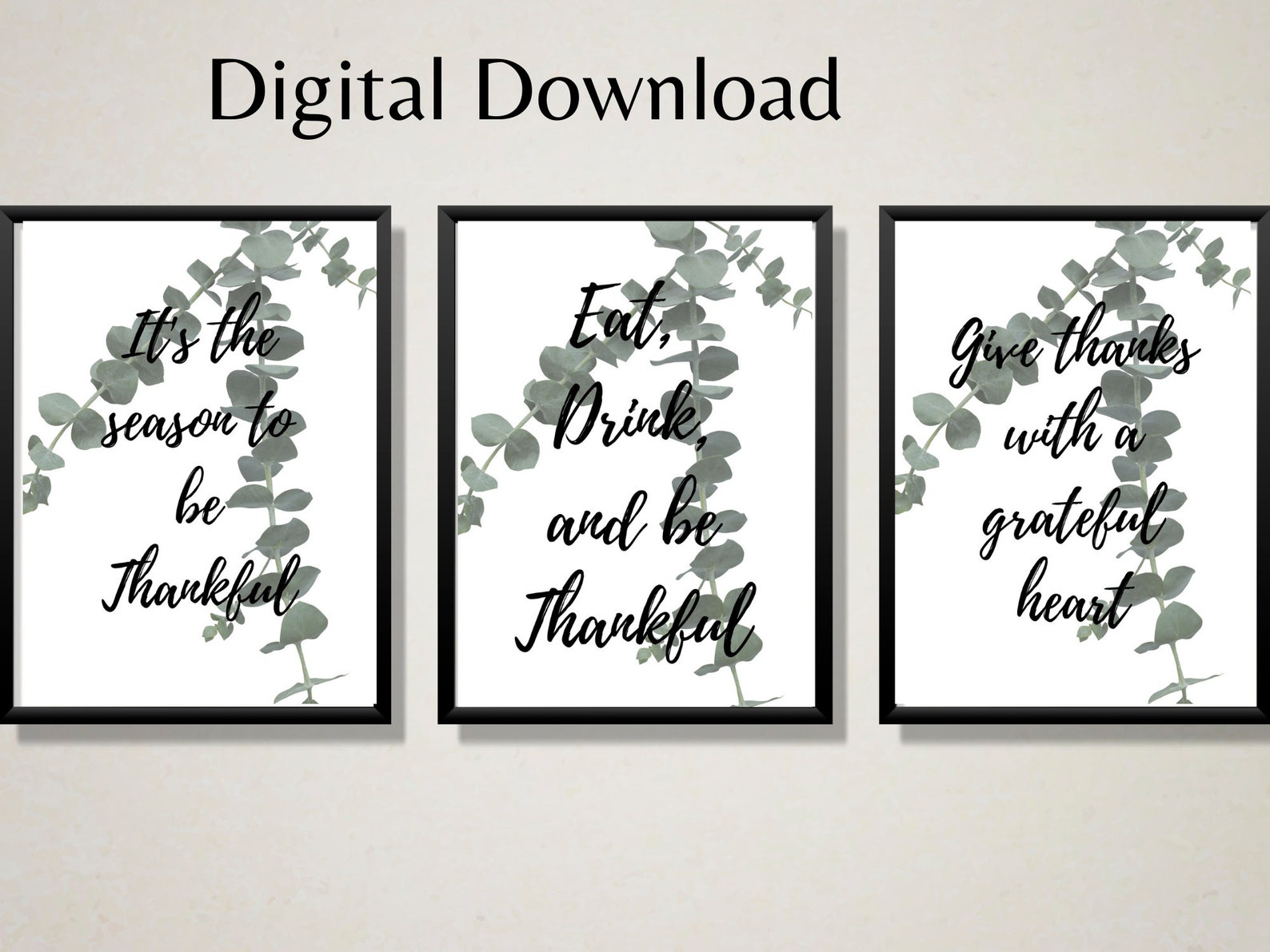 Thankful Signs Printable Set of 6, 5x7, 8x10, 11x14 Holiday Printable ...