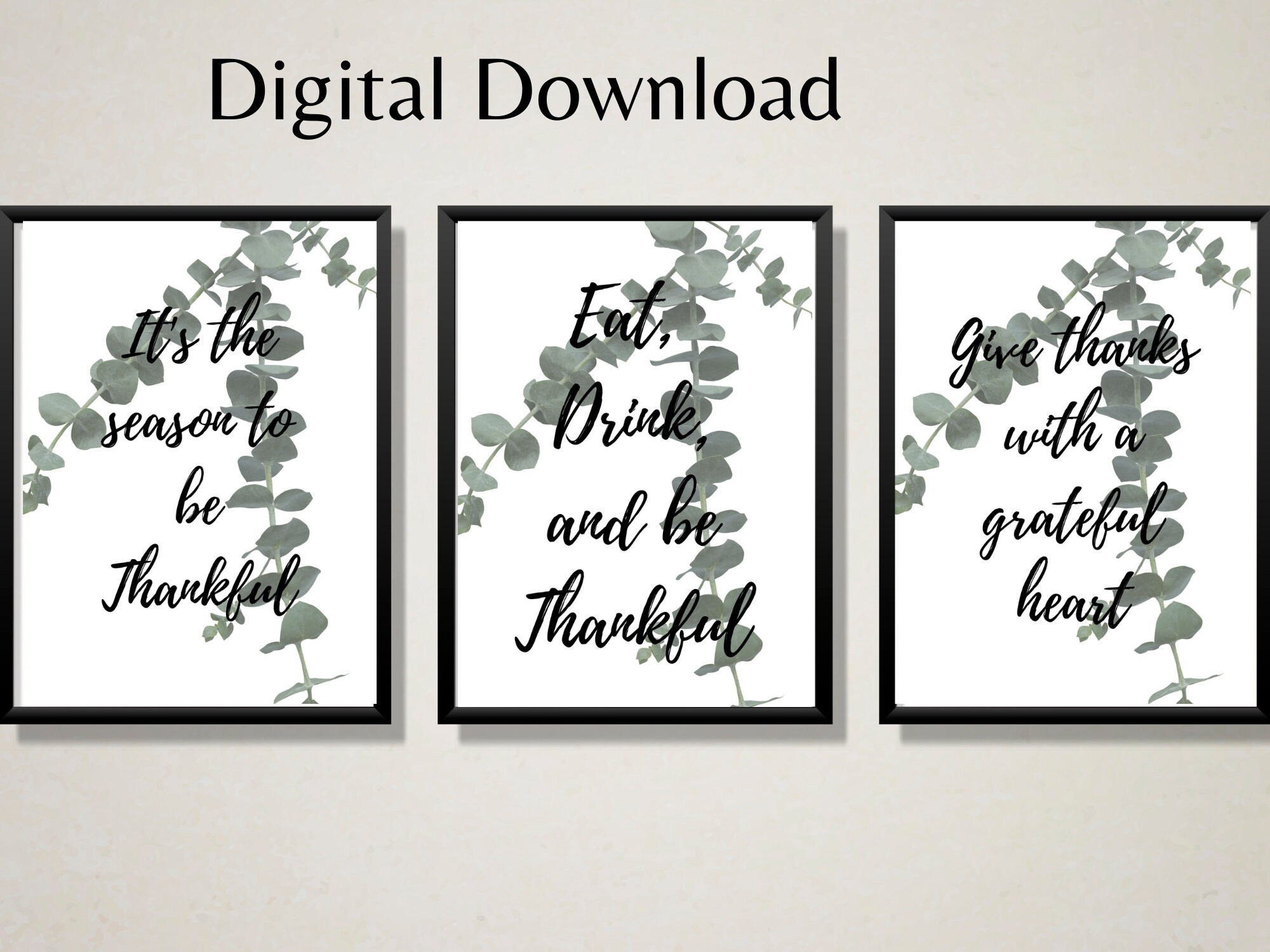 Thankful Signs Printable Set of 6, 5x7, 8x10, 11x14 Holiday Printable ...