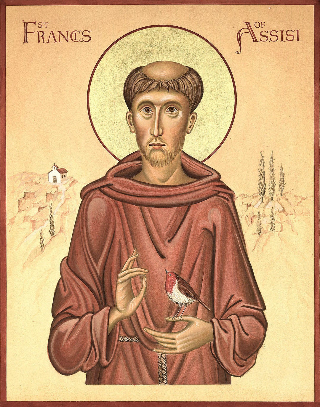 St Francis of Assisi Original Icon Painted in Egg Tempera and Gilded on ...