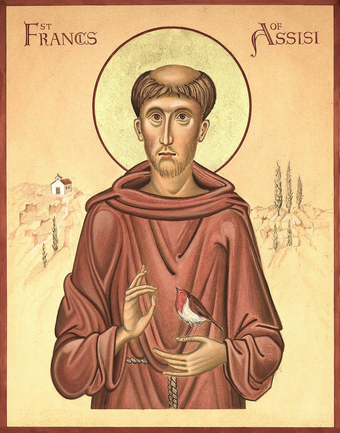 St Francis of Assisi Original Icon Painted in Egg Tempera and Gilded on ...