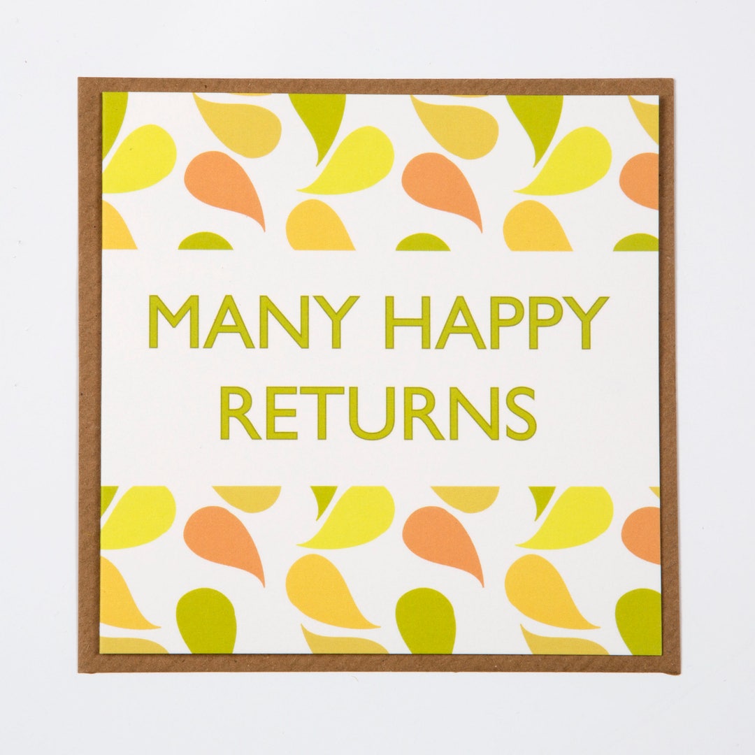 Many Happy Returns Print Greetings Card Birthday Gift - Etsy