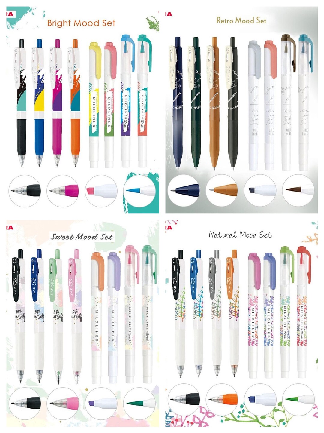 Zebra Japan Mood Sarasa/mildliner/brush Set - Etsy