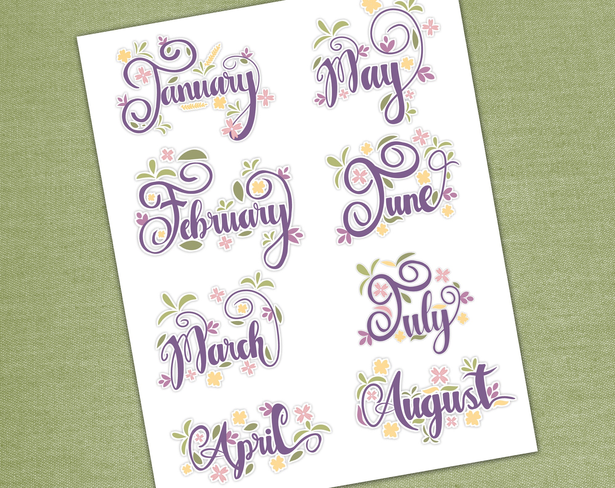 Months, Month Names, Calendar, Fancy, Word Art, Printable, Print & Cut ...