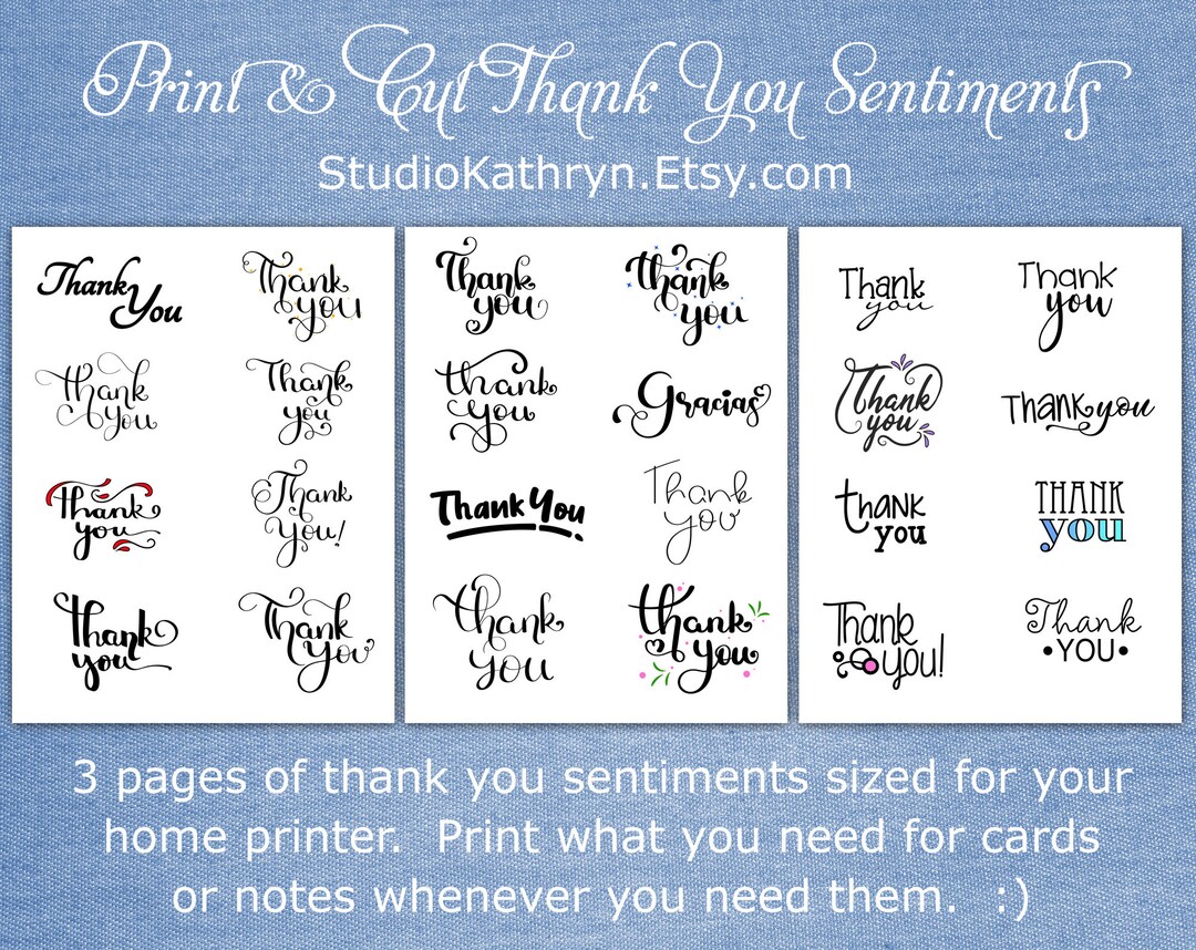 Thank You, Grateful, Sentiments, Word Art, Printable, Print & Cut ...
