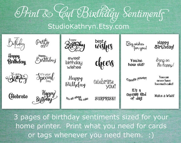 Birthday Sentiments SVG Pack Single Line Drawing - Etsy Canada