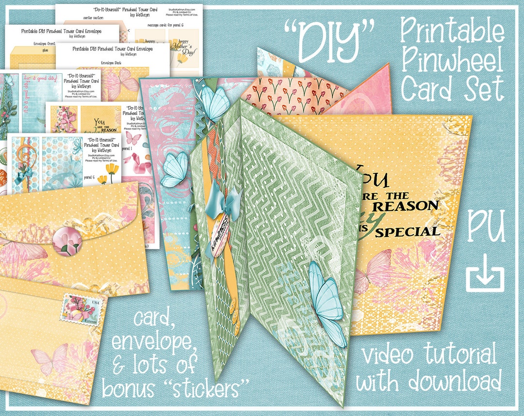 Handmade Card, Digital Download, Printable, Card Kit, Fancy Fold, 3D, 3 ...