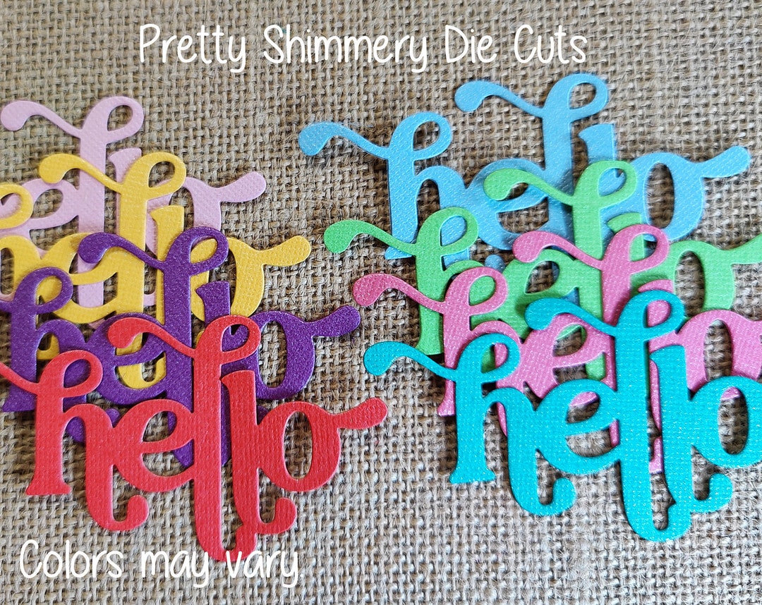8 Hello Die Cuts Shimmery Cardstock Embellishments - Etsy