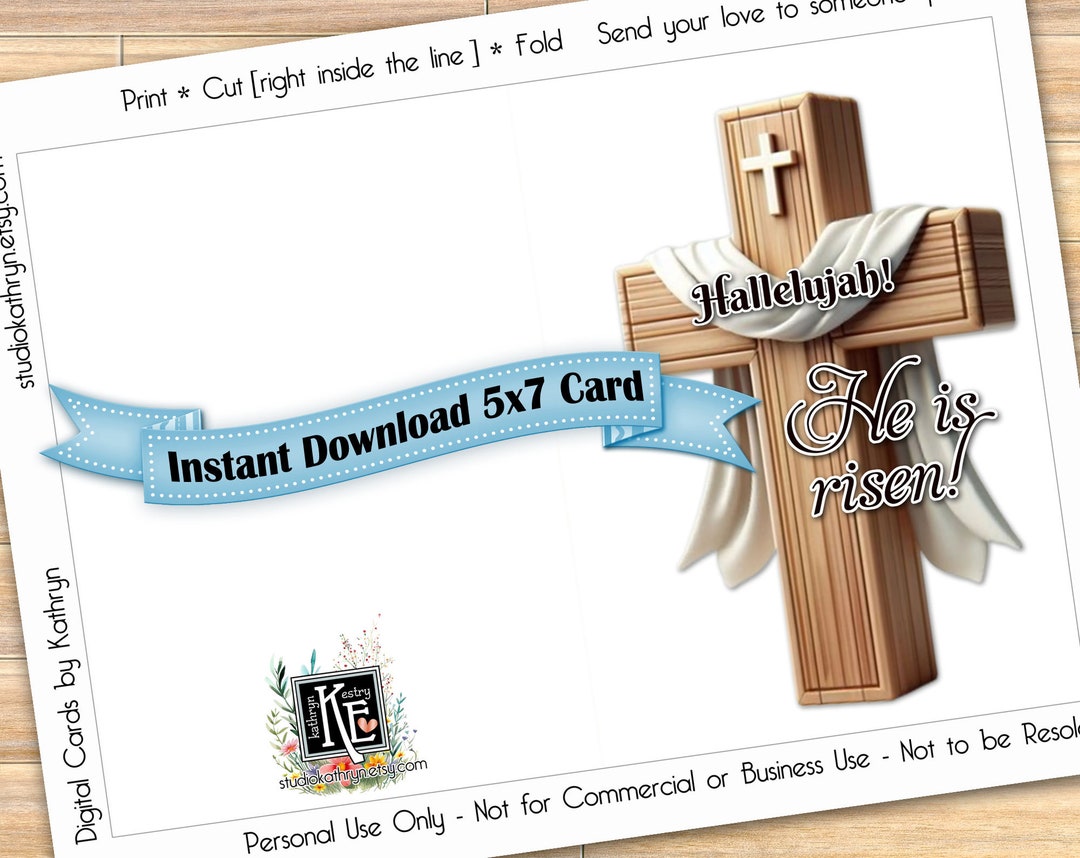 Digital, Easter, Christian, Cross, Card, Download, Printable - Etsy