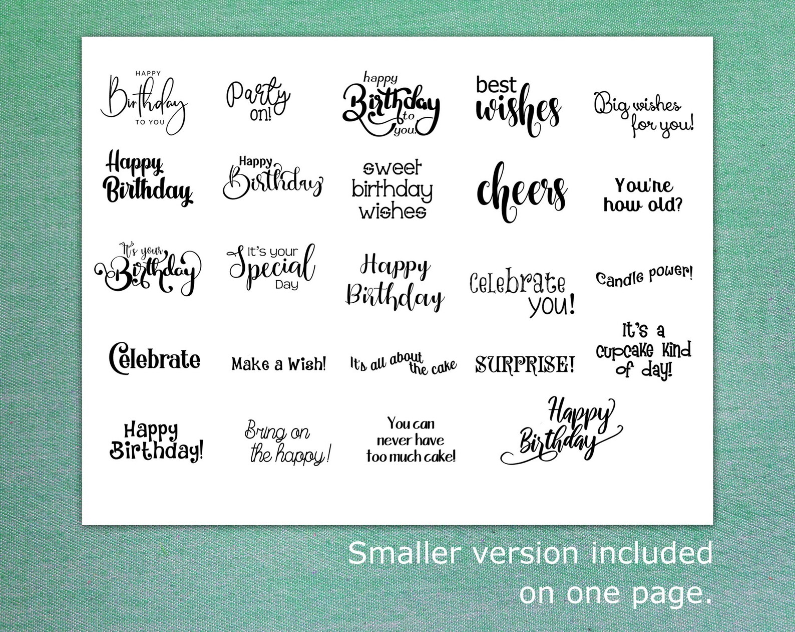 Birthday, Sentiments, Word Art, Printable, Print & Cut, Digital ...