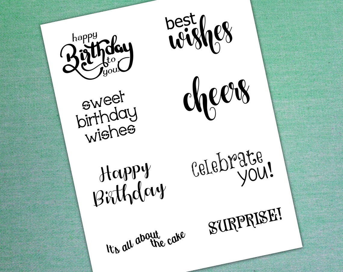Birthday, Sentiments, Word Art, Printable, Print & Cut, Digital ...
