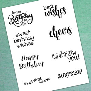 Birthday, Sentiments, Word Art, Printable, Print & Cut, Digital ...