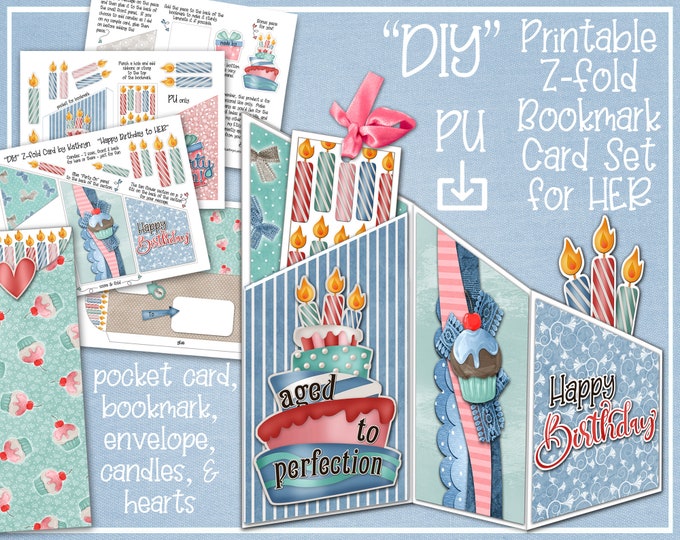 Handmade Card, Digital Download, Printable, Card Kit, Fancy Fold, 3D, 3 ...