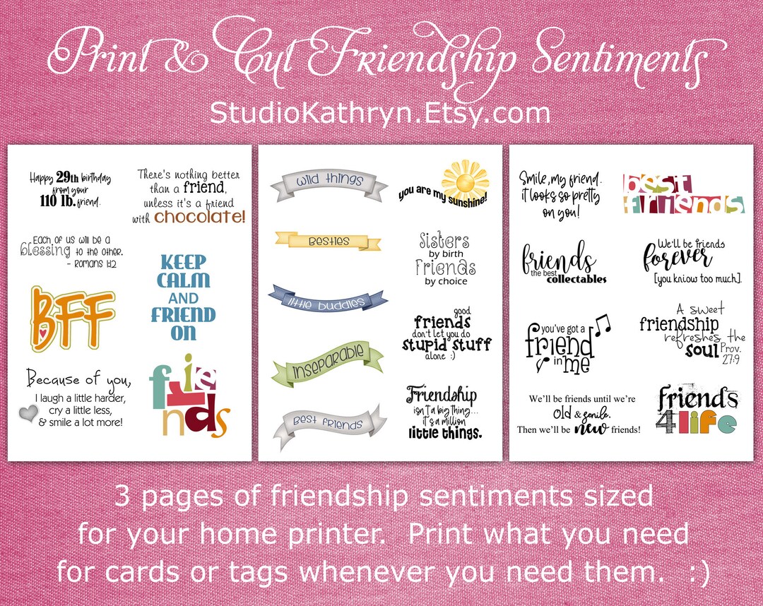 Friend, Friendship, Sentiments, Word Art, Printable, Print & Cut ...