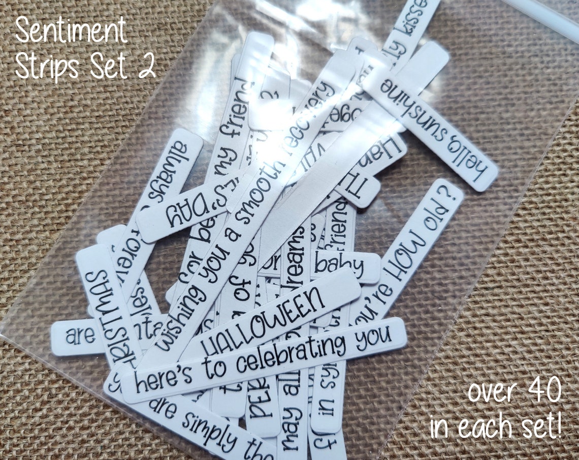 85 Printed and Pre-cut Sentiment Strips White or Cream - Etsy