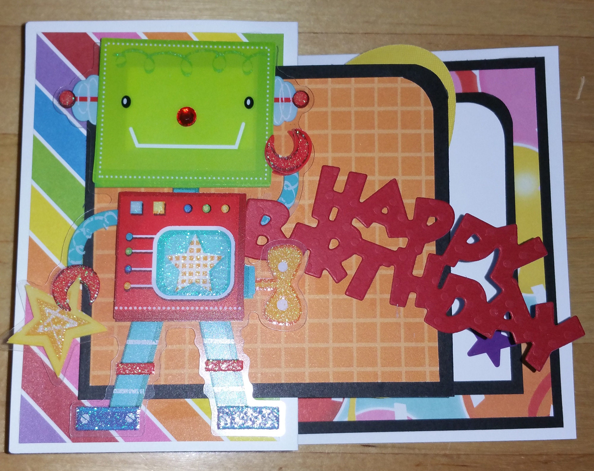 Robot, Handmade, Card, Bright, Tri-fold, 3-D, 3D, Boys - Etsy