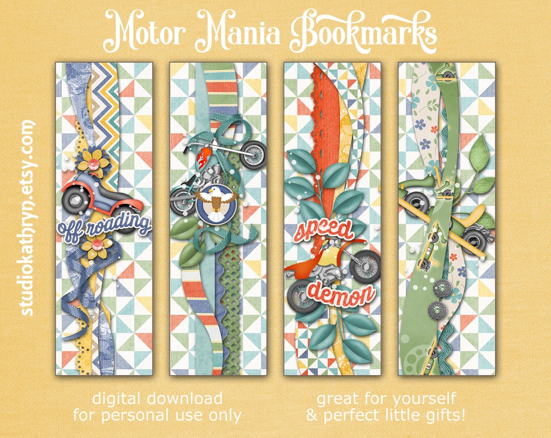 Bookmarks, Printable, Digital Download, Motorcycle, Dirt Bike, Racing, Boys, Men - Etsy