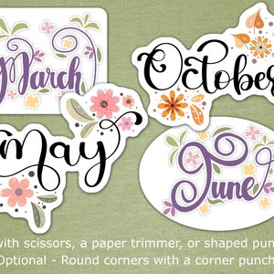 Months, Month Names, Calendar, Fancy, Word Art, Printable, Print & Cut ...