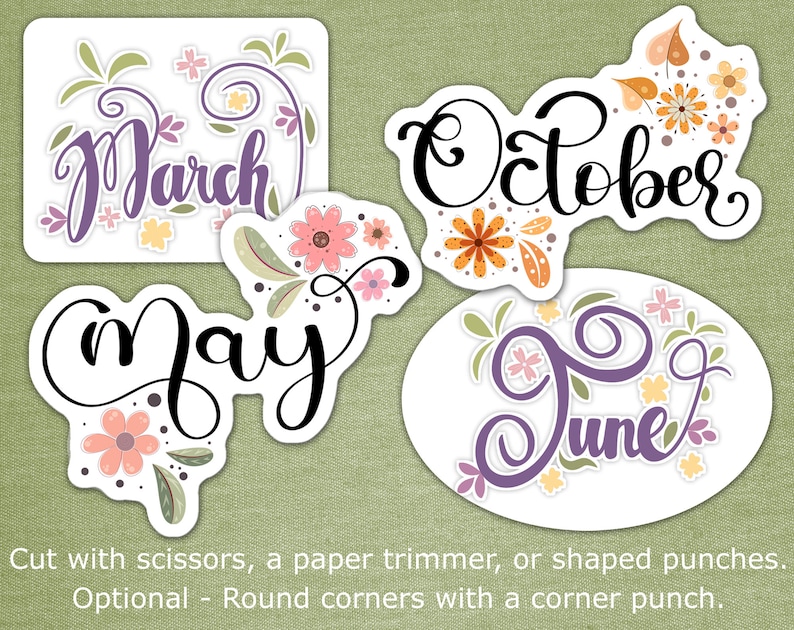 Months, Month Names, Calendar, Fancy, Word Art, Printable, Print & Cut ...