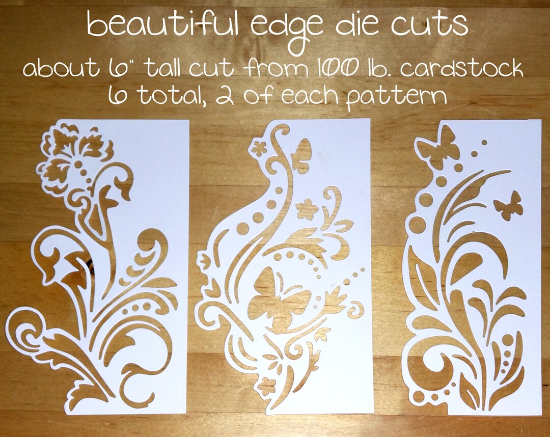 6 Fancy White Edge Die Cuts Cardstock Card Making Embellishment ...