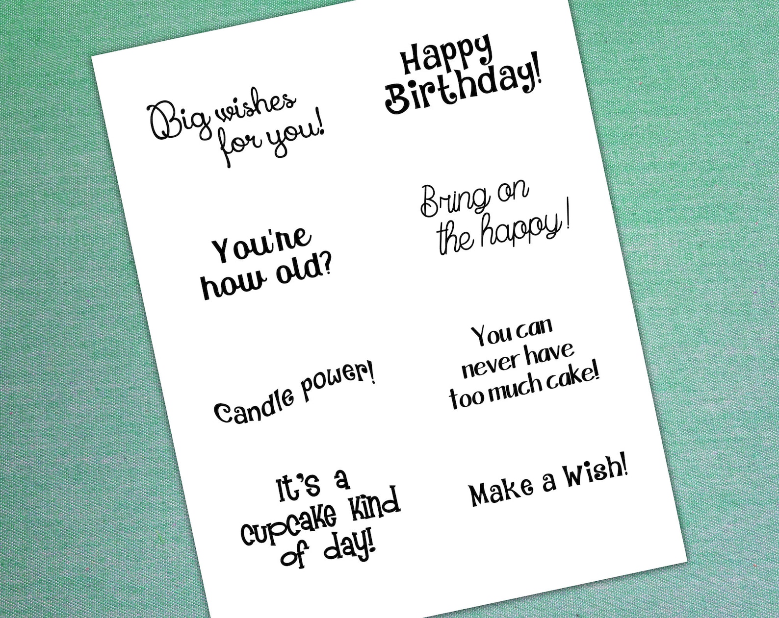 Birthday, Sentiments, Word Art, Printable, Print & Cut, Digital ...