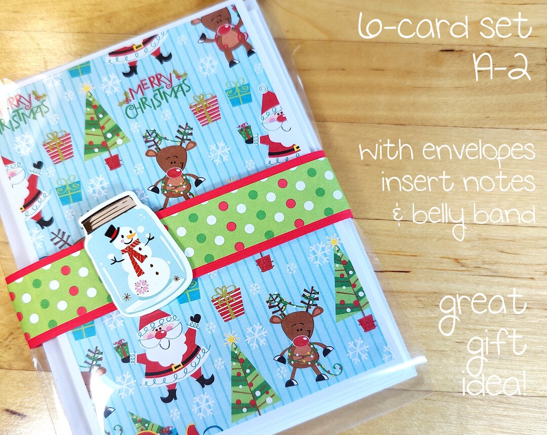 6 Cards, Christmas, Handmade, Insert Papers, Belly Band - Etsy