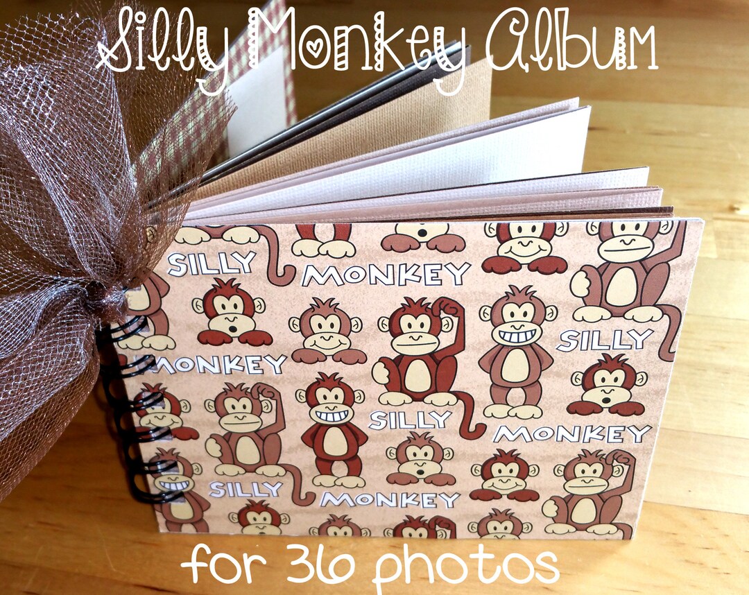 Silly Monkey Mini Album Scrapbook Kids Boys 4.25” X 5.5” 36 Photos Flip ...