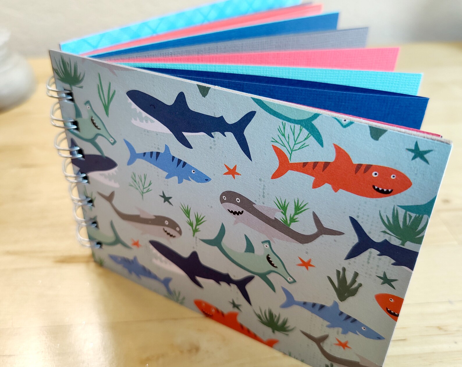 Boy Sharks Mini Album Scrapbook 4.25” X 5.5” 36 Photos Flip-out Pages ...