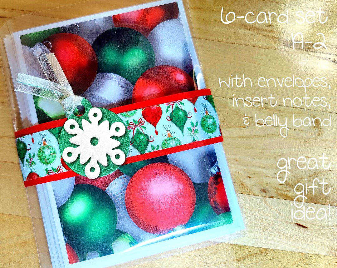 6 Note Cards, Blank, Christmas, Handmade, Insert Papers, Belly Band - Etsy