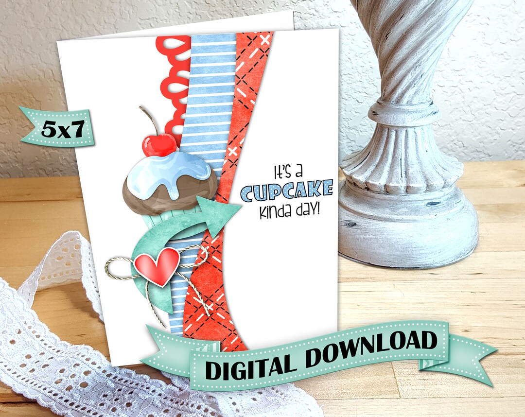 Digital, Birthday, Card, Download, Printable, Cupcake - Etsy