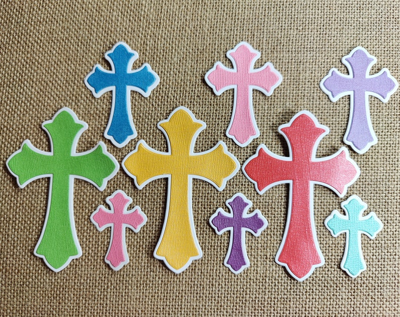 9 Christian Crosses Religious Double Die Cuts Shimmery - Etsy