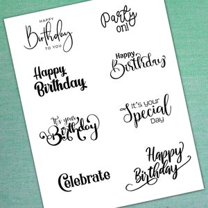 Birthday, Sentiments, Word Art, Printable, Print & Cut, Digital ...