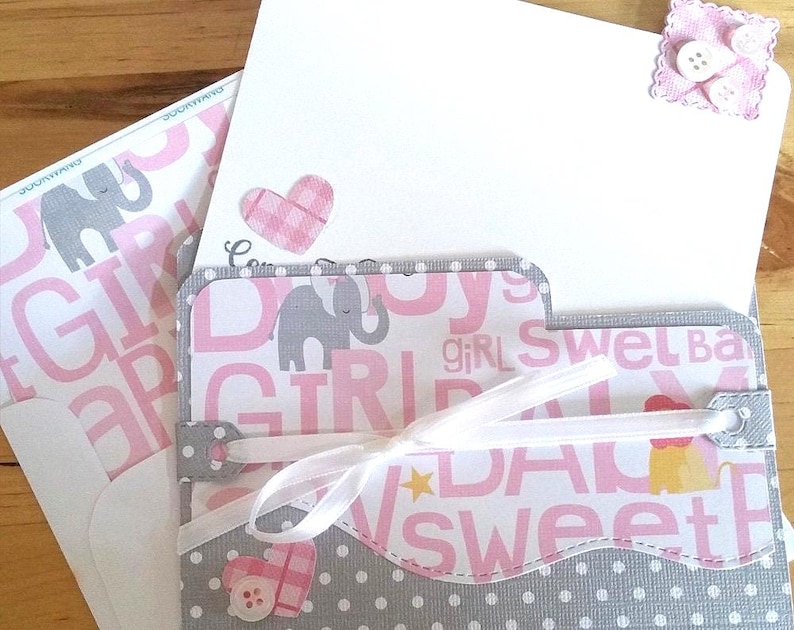 Baby Girl, Baby, Handmade, File Folder, Card, Pink, Congratulations - Etsy
