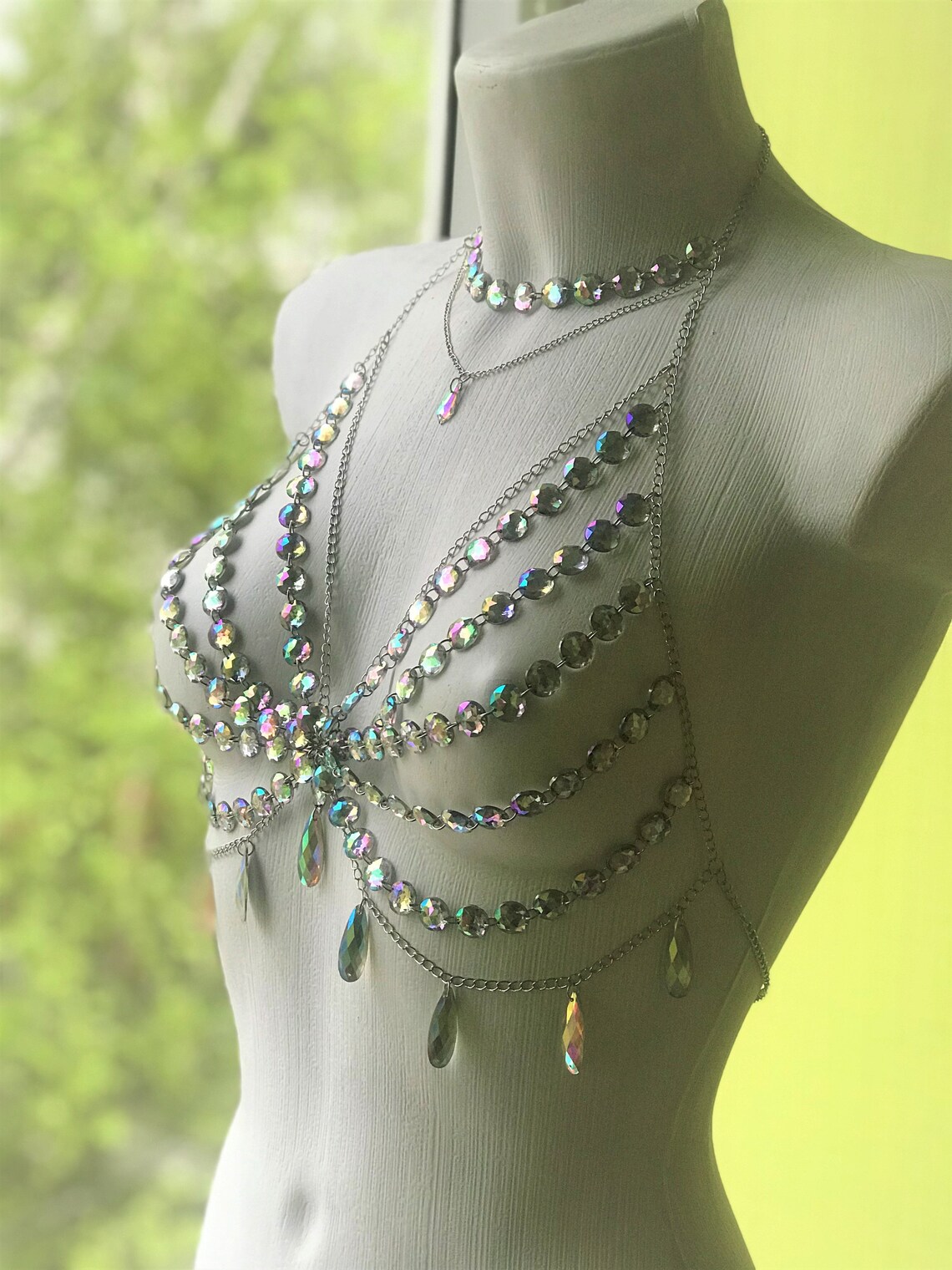Rainbow Rhinestone Bra Crystal Top Bralette Cosplay Halloween Etsy