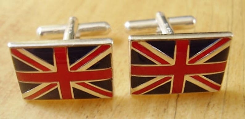 Union Jack Flag Enamelled Sterling Silver Cufflinks - Etsy
