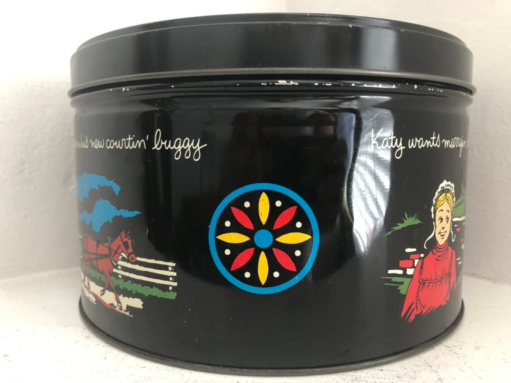 Vintage Storage Tin Folk Art Pennsylvania Dutch | Etsy