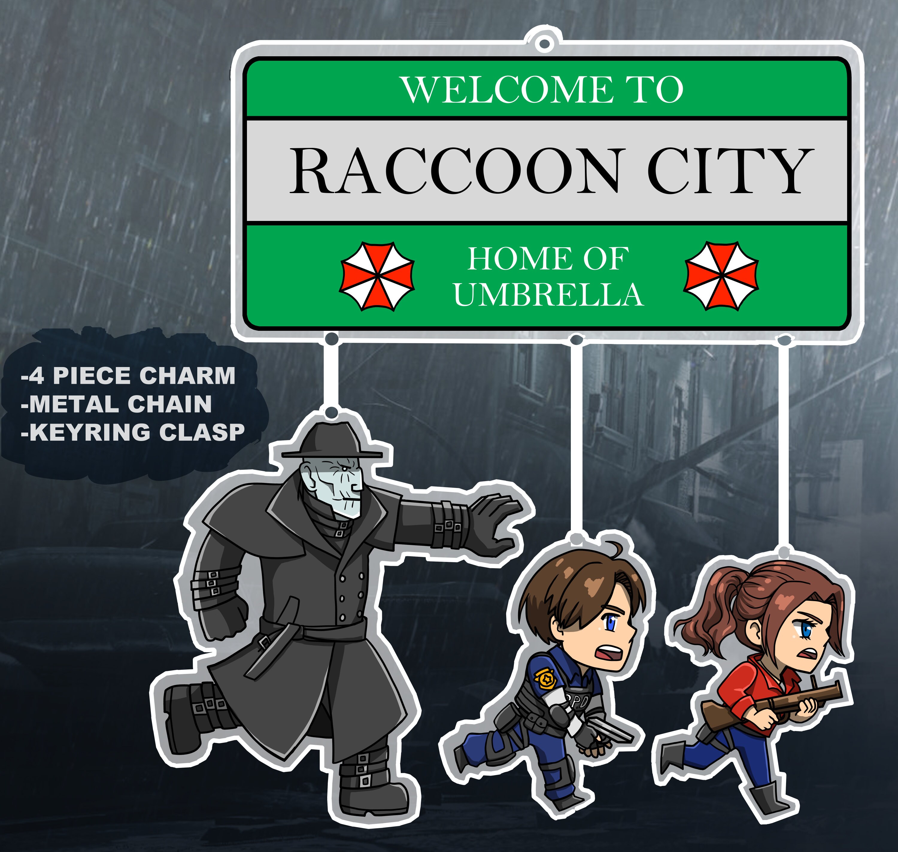 Fan Inspired Resident Evil 2 & 3 Chase Keychain Acrylic Charm - Etsy