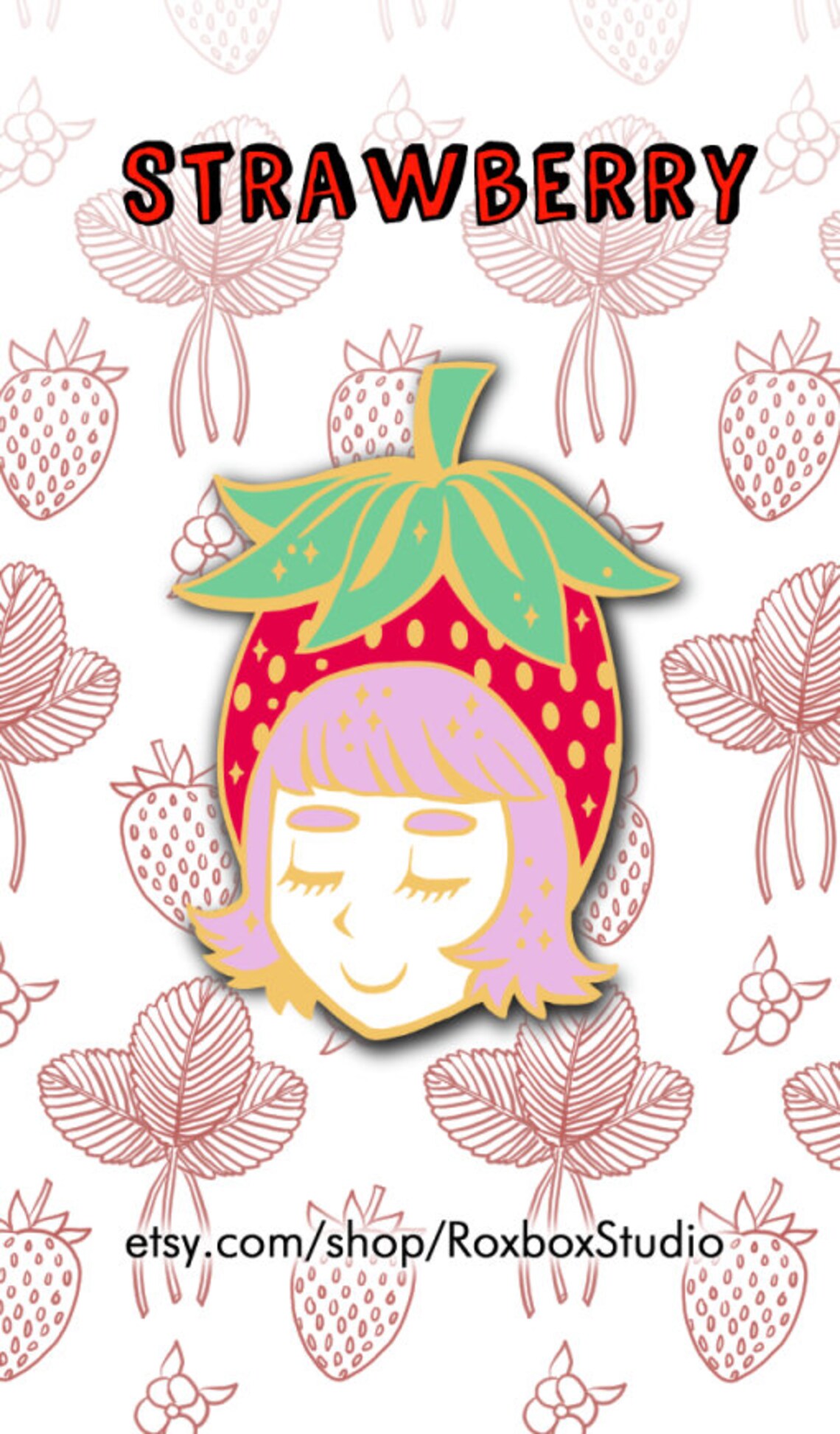Strawberry Girl Enamel Pin - Etsy