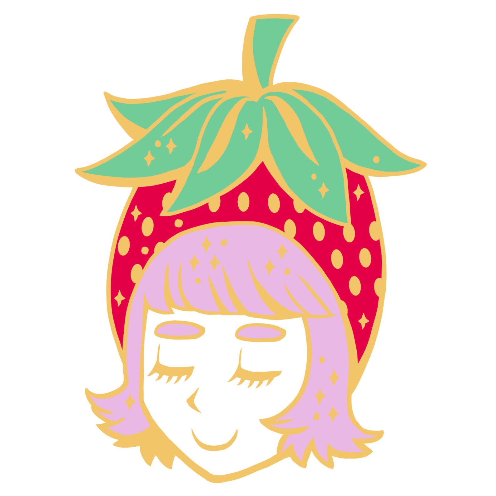 Strawberry Girl Enamel Pin - Etsy